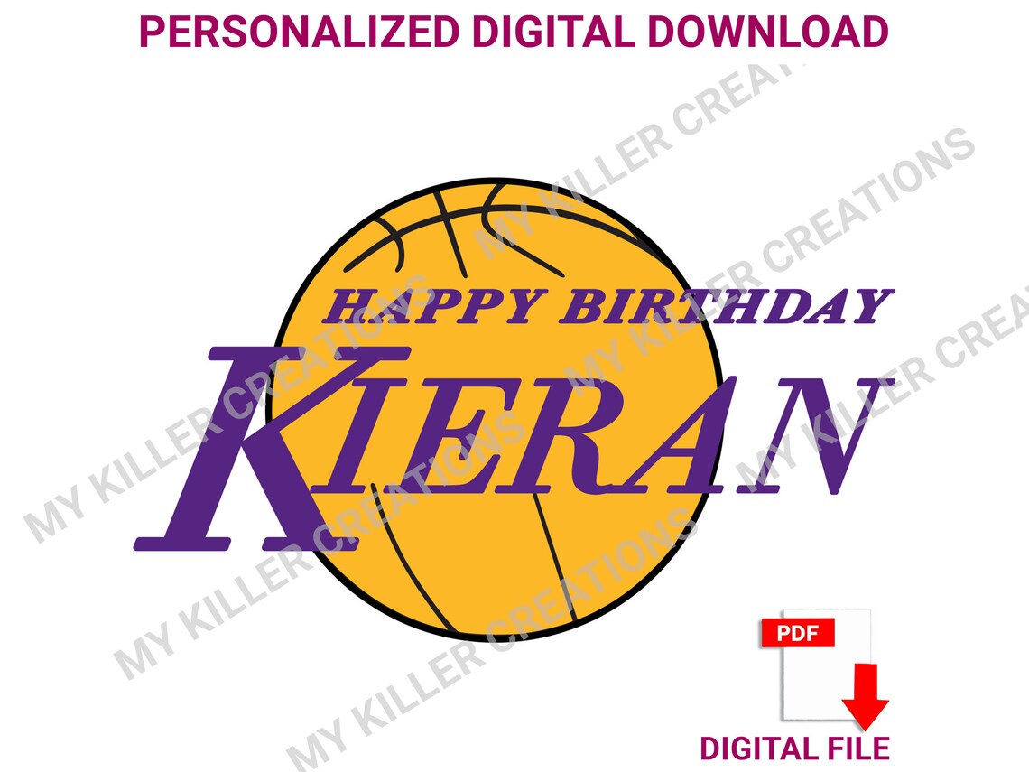 Lakers Basketball Photo Topper Sports Birthday Cake Photo Topper Custom ...