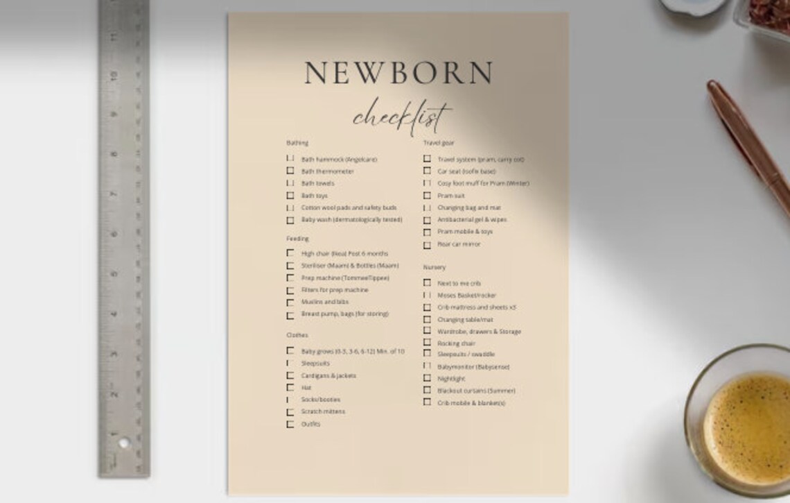 Instant Download Newborn Printable Checklist – Baby Essentials List ...