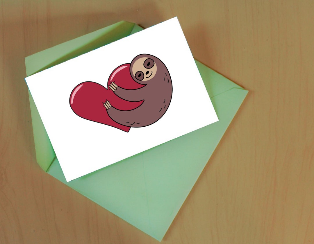 Digital Download Cute Sloth Hug Card, Sloths Anniversary Greeting Cards ...