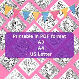 200+ Printable Coloring Pages for Kids, Unicorn Coloring Book, Cute ...