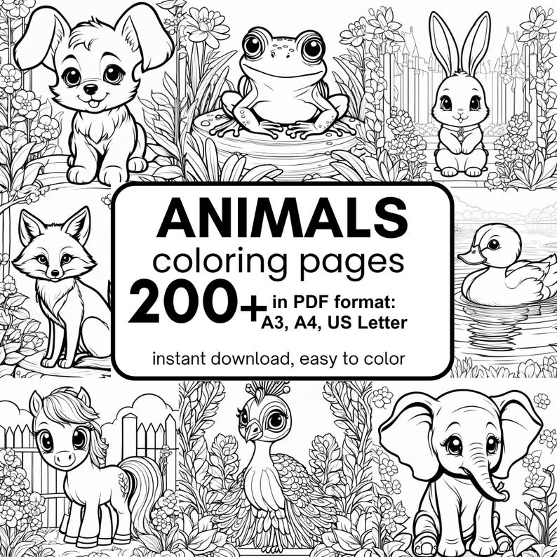200 Animal Coloring Pages for Kids, Coloring Sheets for Kids, Kids ...
