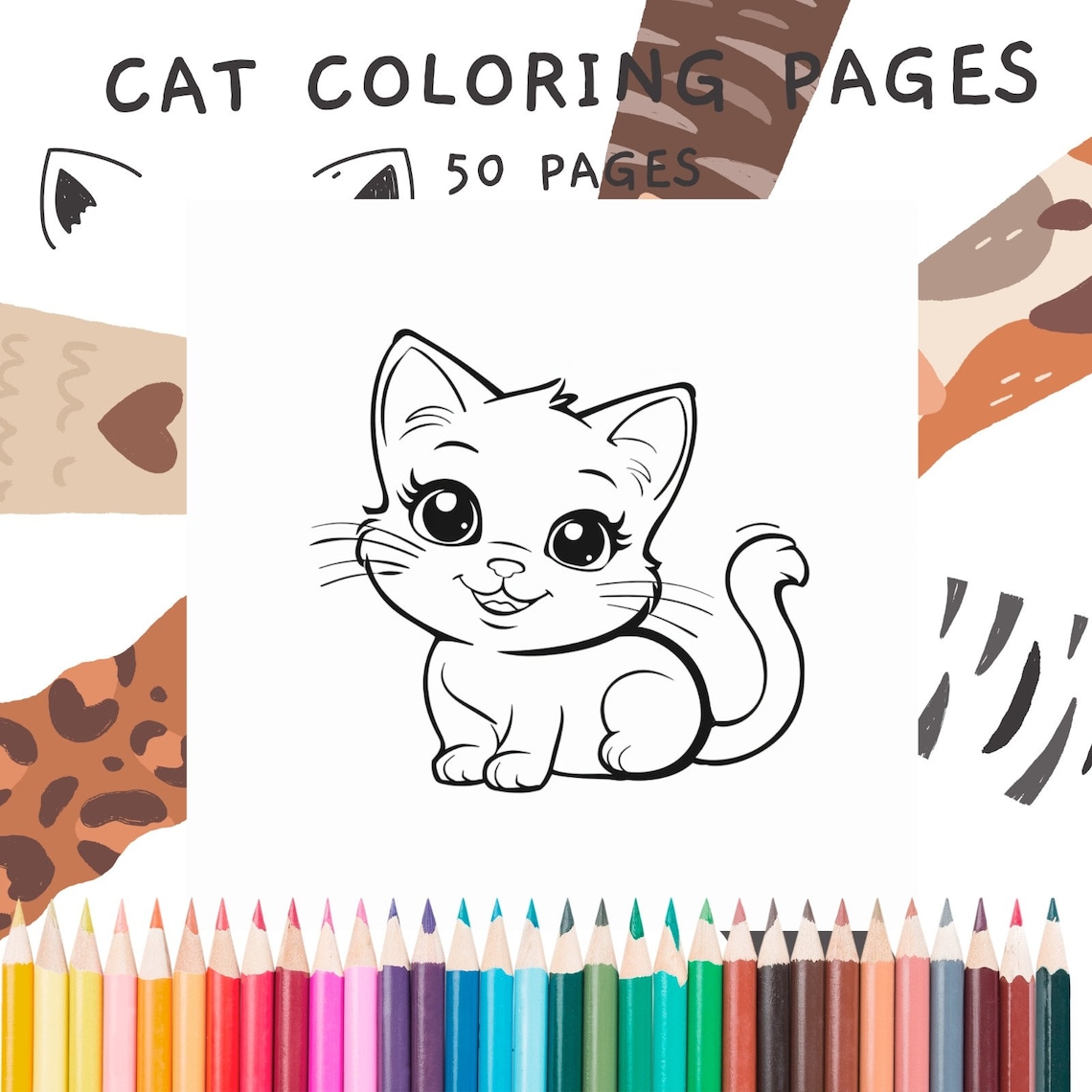 50 Cats Coloring Pages for Kids, Printable Coloring Pages for Children ...