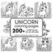 200+ Printable Coloring Pages for Kids, Unicorn Coloring Book, Cute ...