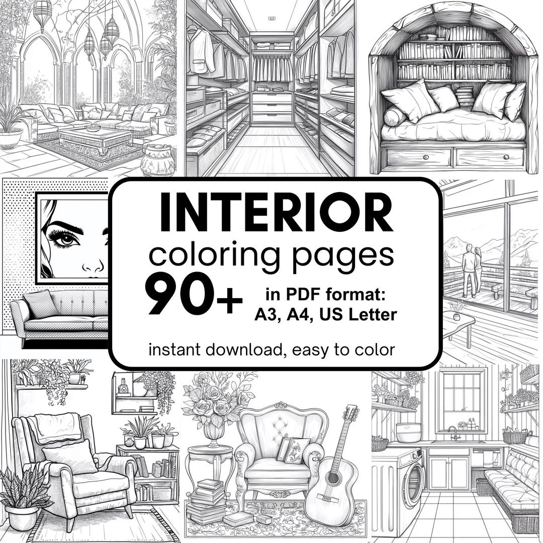 90+ Interior Coloring Pages, Adult Coloring Pages, Printable Coloring ...