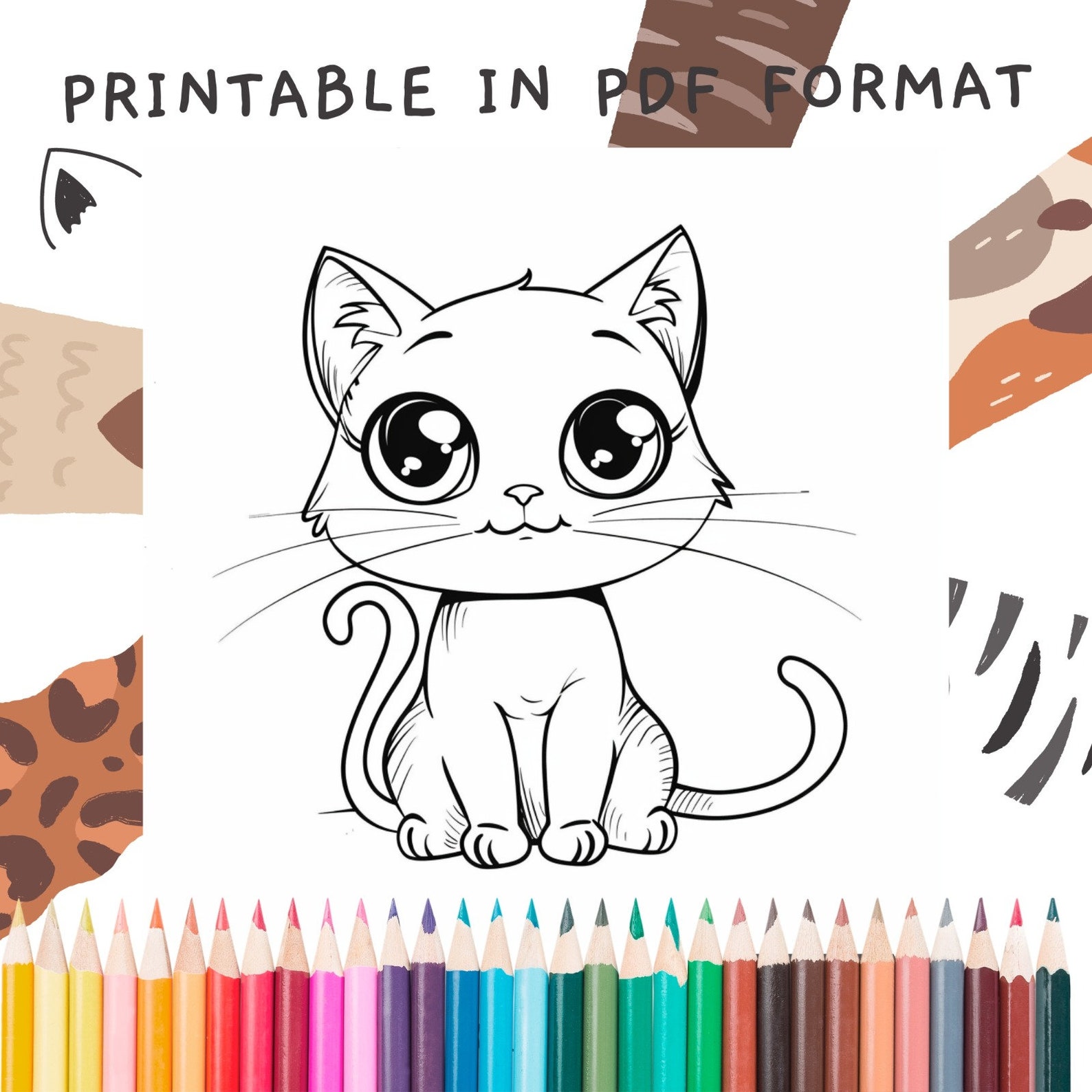 50 Cats Coloring Pages for Kids, Printable Coloring Pages for Children ...