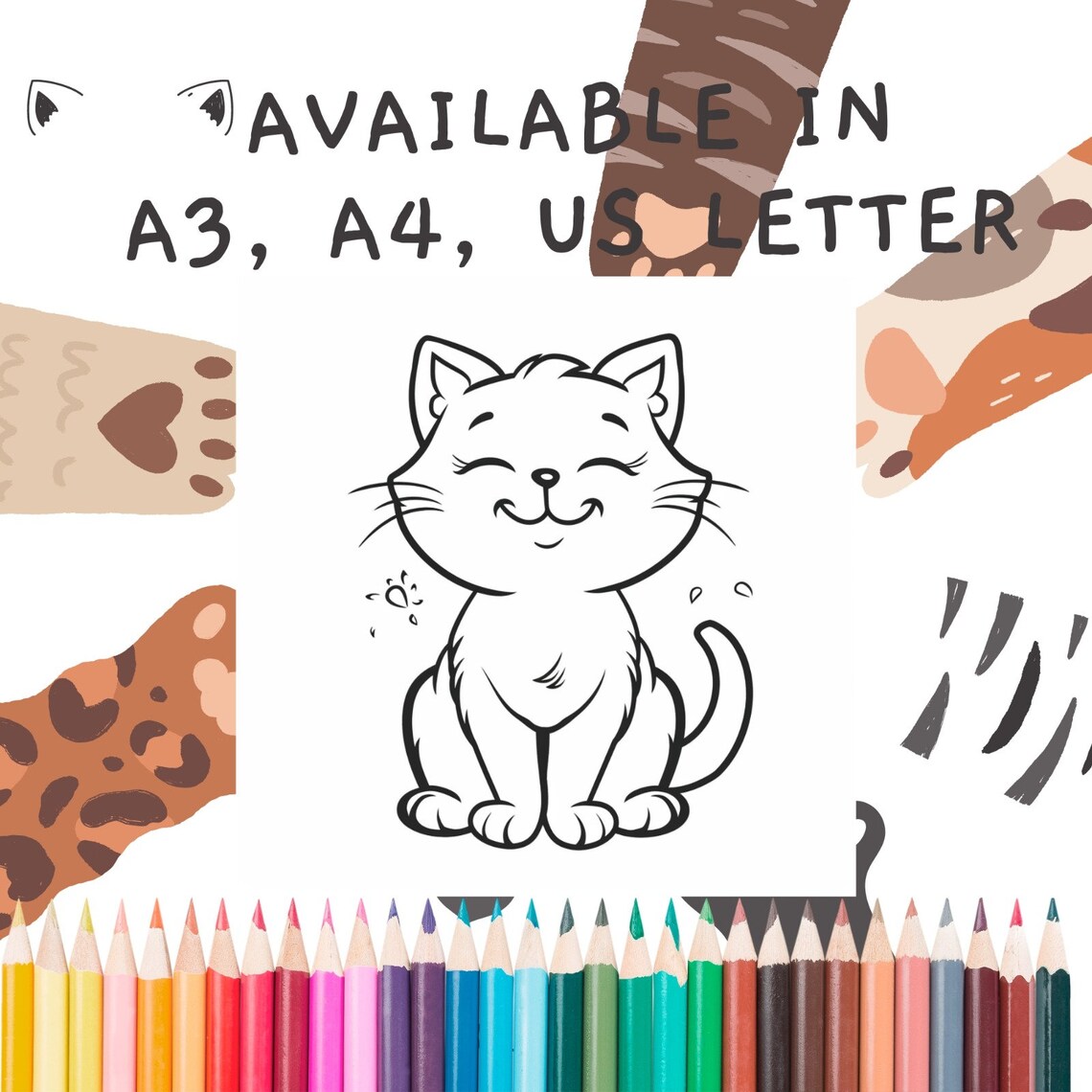 50 Cats Coloring Pages for Kids, Printable Coloring Pages for Children ...