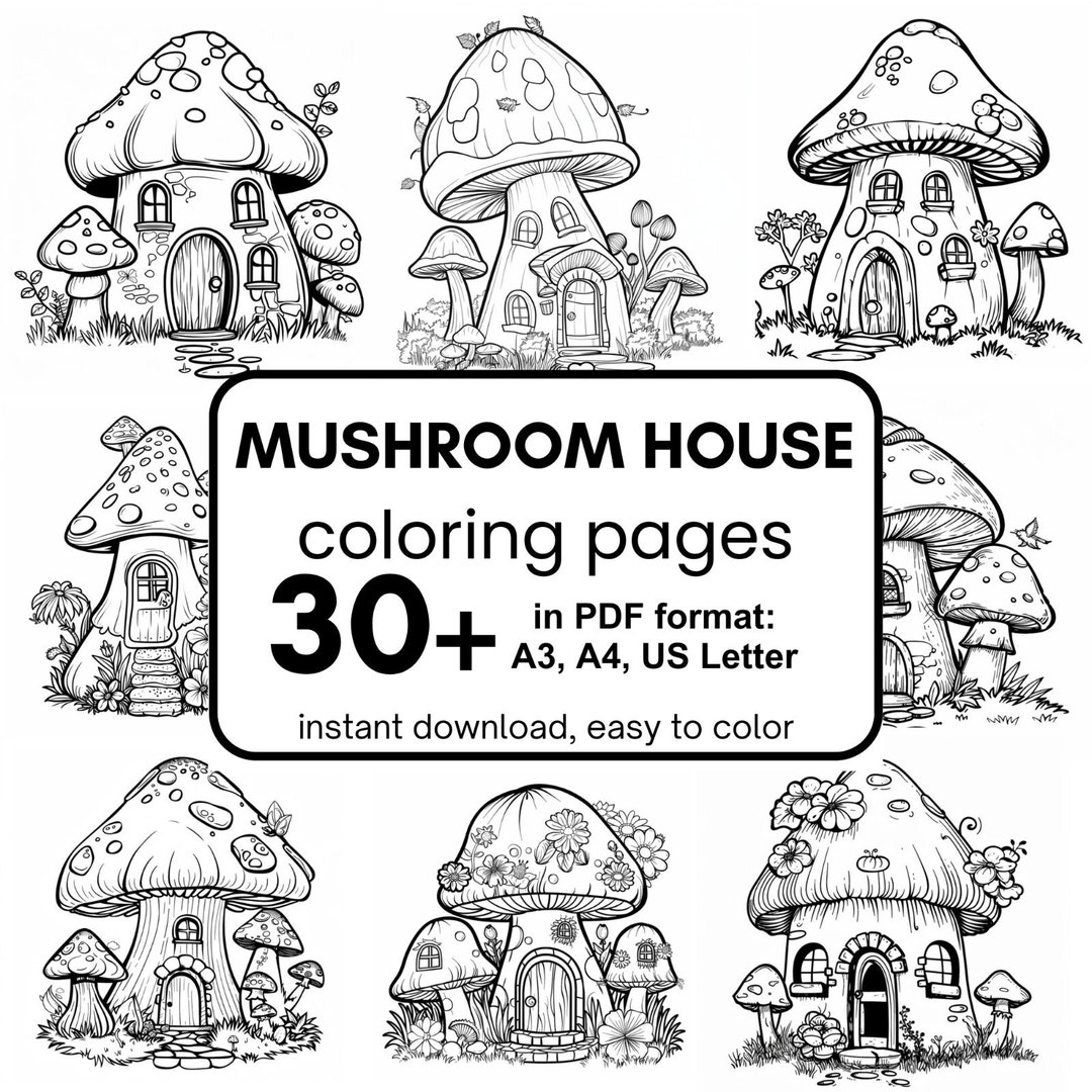30+ Cute Mushroom House Coloring Pages, Cute Coloring Pages for Kids ...