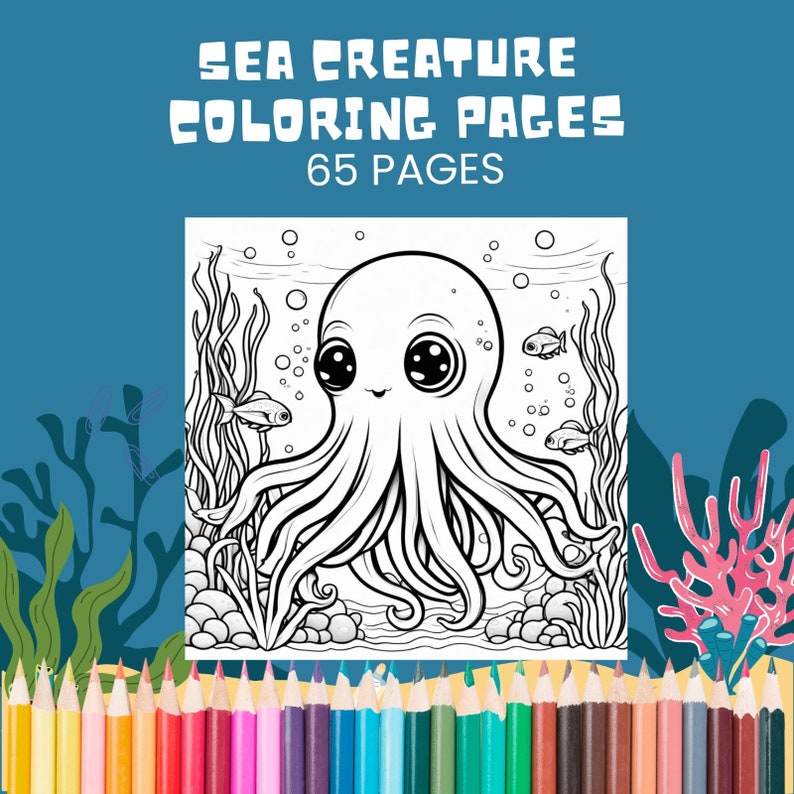 65 Sea Creatures Coloring Pages for Kids, Kids Coloring Pages, Octopus ...