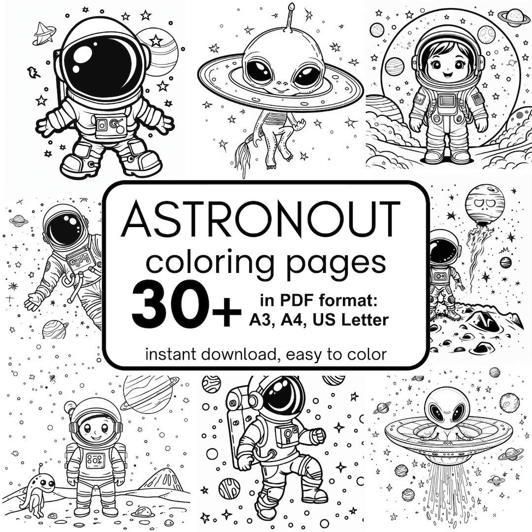 30+ Space Coloring Pages for Kids, Astronout Coloring Book, Alien ...
