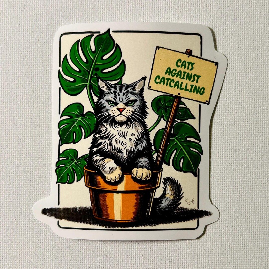 Feminist Retro Comic Sticker Cats Against Catcalling Vintage Feminism ...