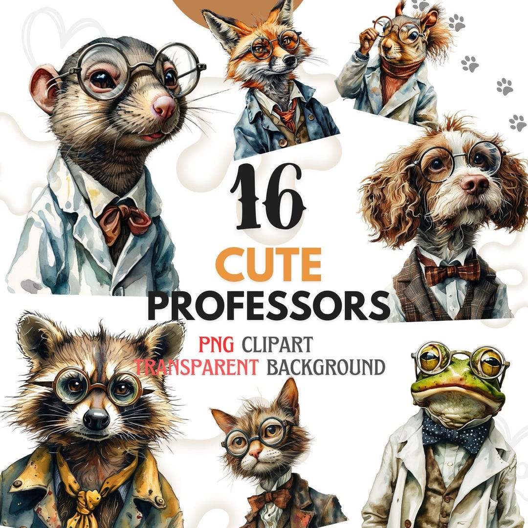 Cute Animal Professors PNG Clipart, Smart Animal Clipart, Cute Animal ...