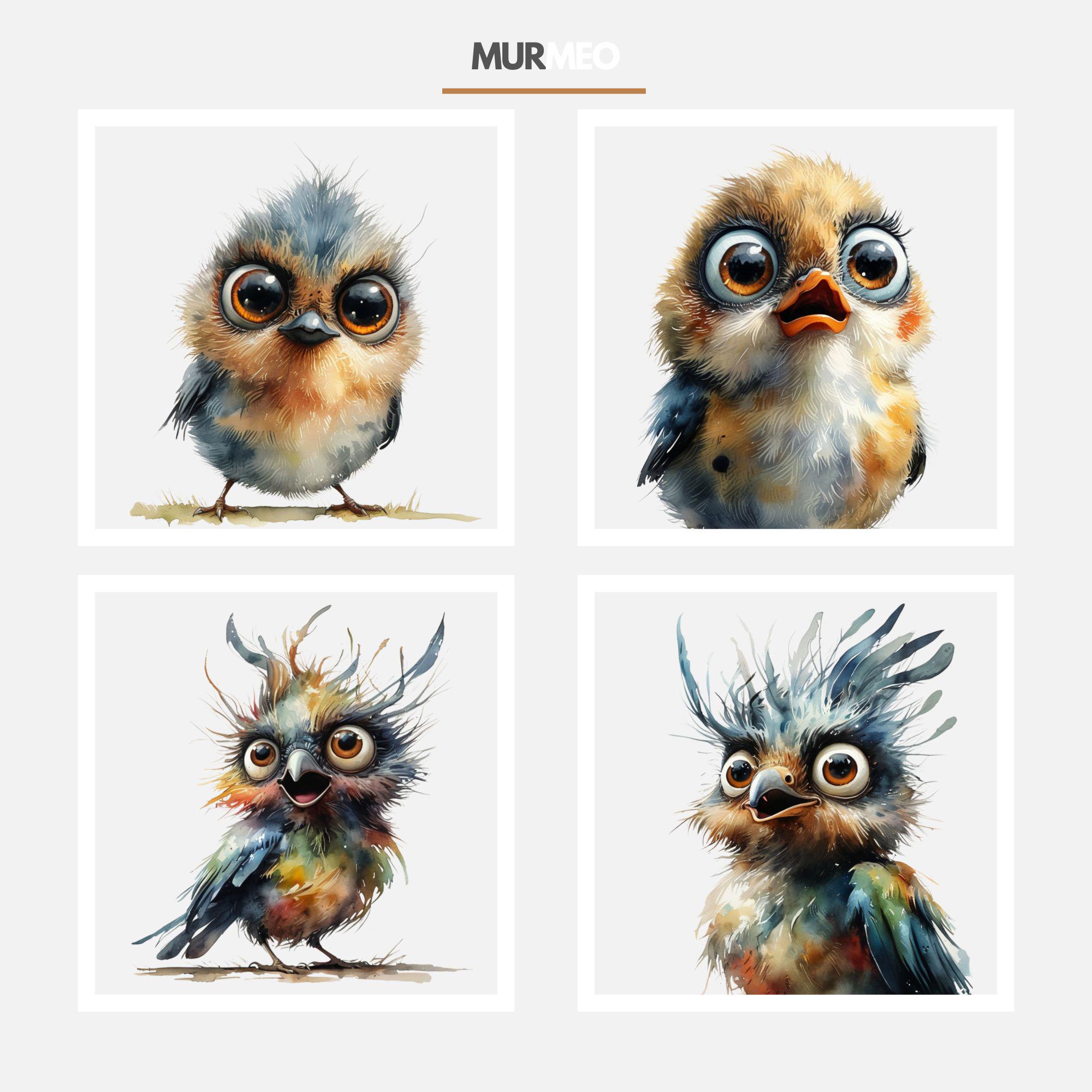 Crazy Birds PNG Clipart Bundle, Funny Watercolor Bird Illustrations ...