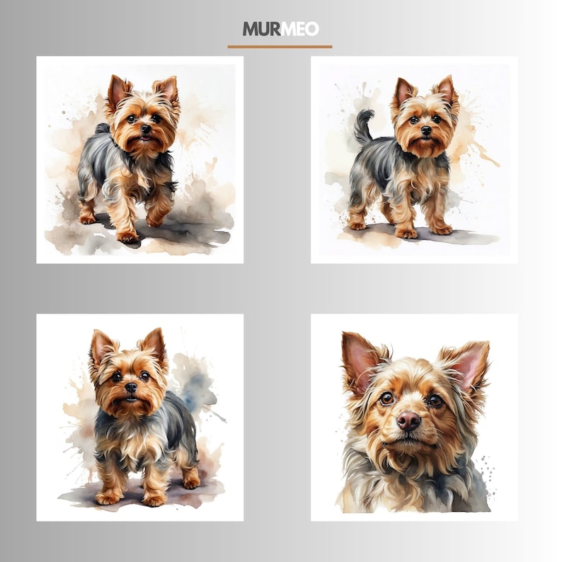 24 Yorkshire Terrier Clipart Set | Watercolor Yorkshire Terrier ...