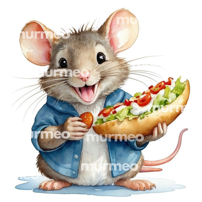 Rat Eating Food Clipart, Adorable Rat Clip Art Crafting, Scrapbooking ...