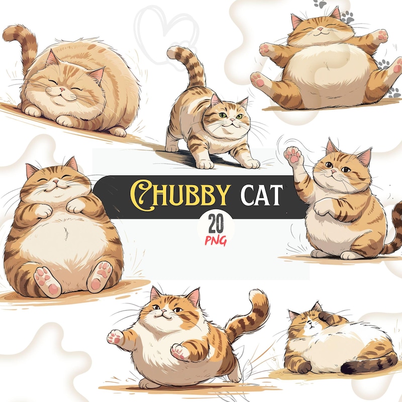 Chubby Cat Drawings - Etsy UK