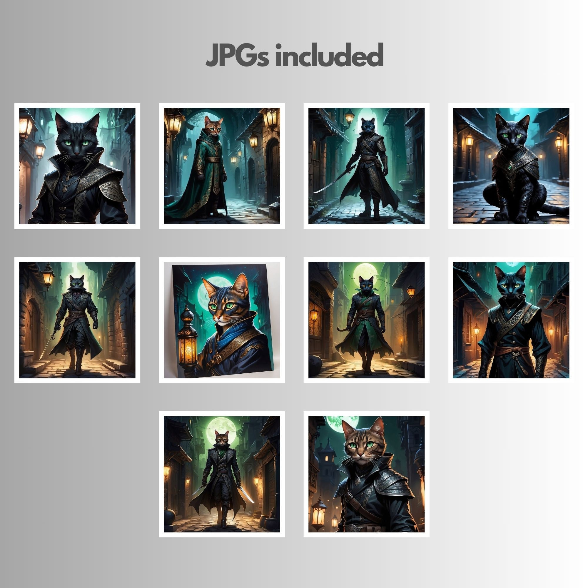 Assassins Cats Clipart Bundle High-quality JPG, Cat Embroidery Animal ...