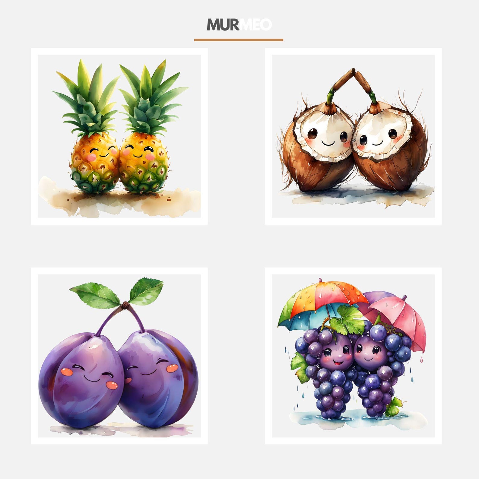 15 Fruits in Love PNG Clipart, Cute Fruit Couples for Valentine's Day ...