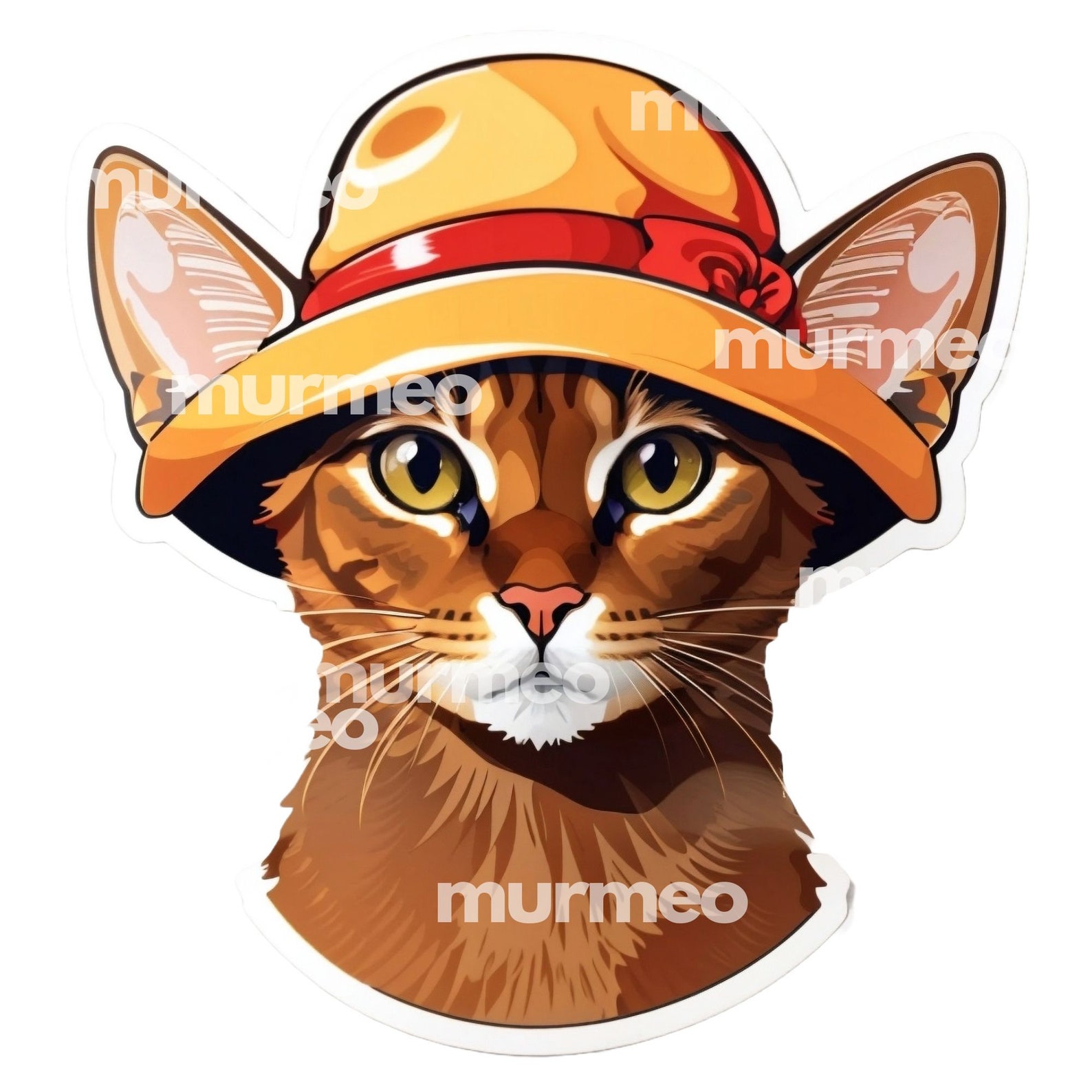 Abyssinian Cat in Hat Stickers, Set of 15 High-quality Pngs With ...