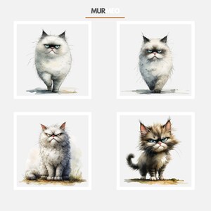 Frazzled Cat, Grumpy Cat Art Print, Funny Cat Illustration Bundle ...