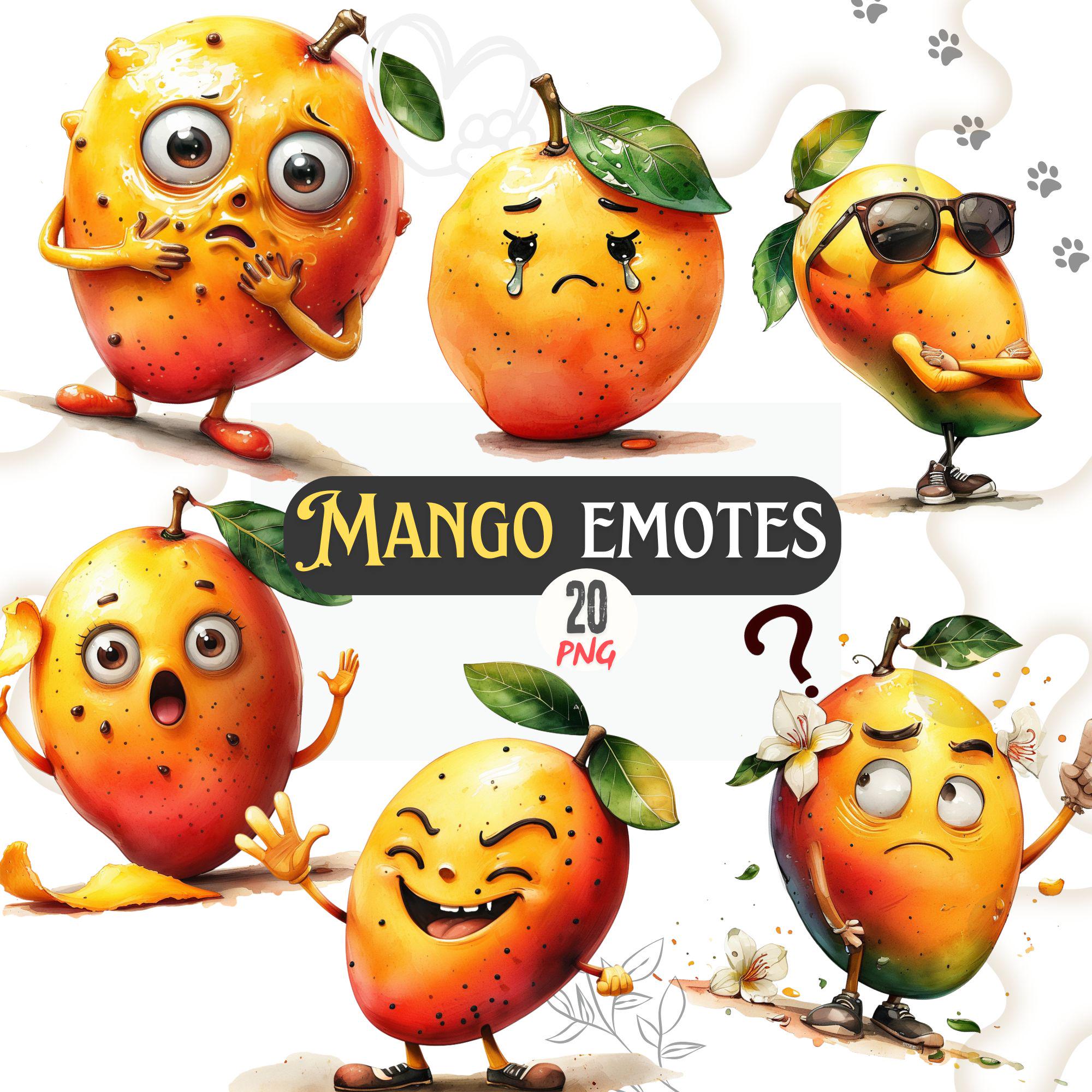 Cute Mango Emotes PNG Bundle for Streamers and Creators, Funny Tropical ...