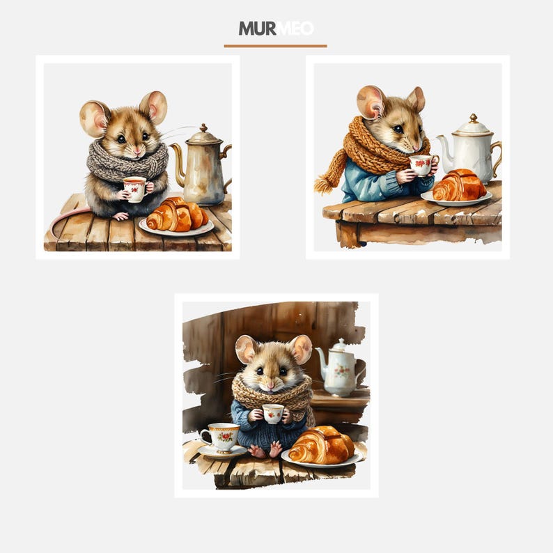 Cute Mouse With Coffee PNG Clipart, Cozy Mouse Tea Time Digital ...