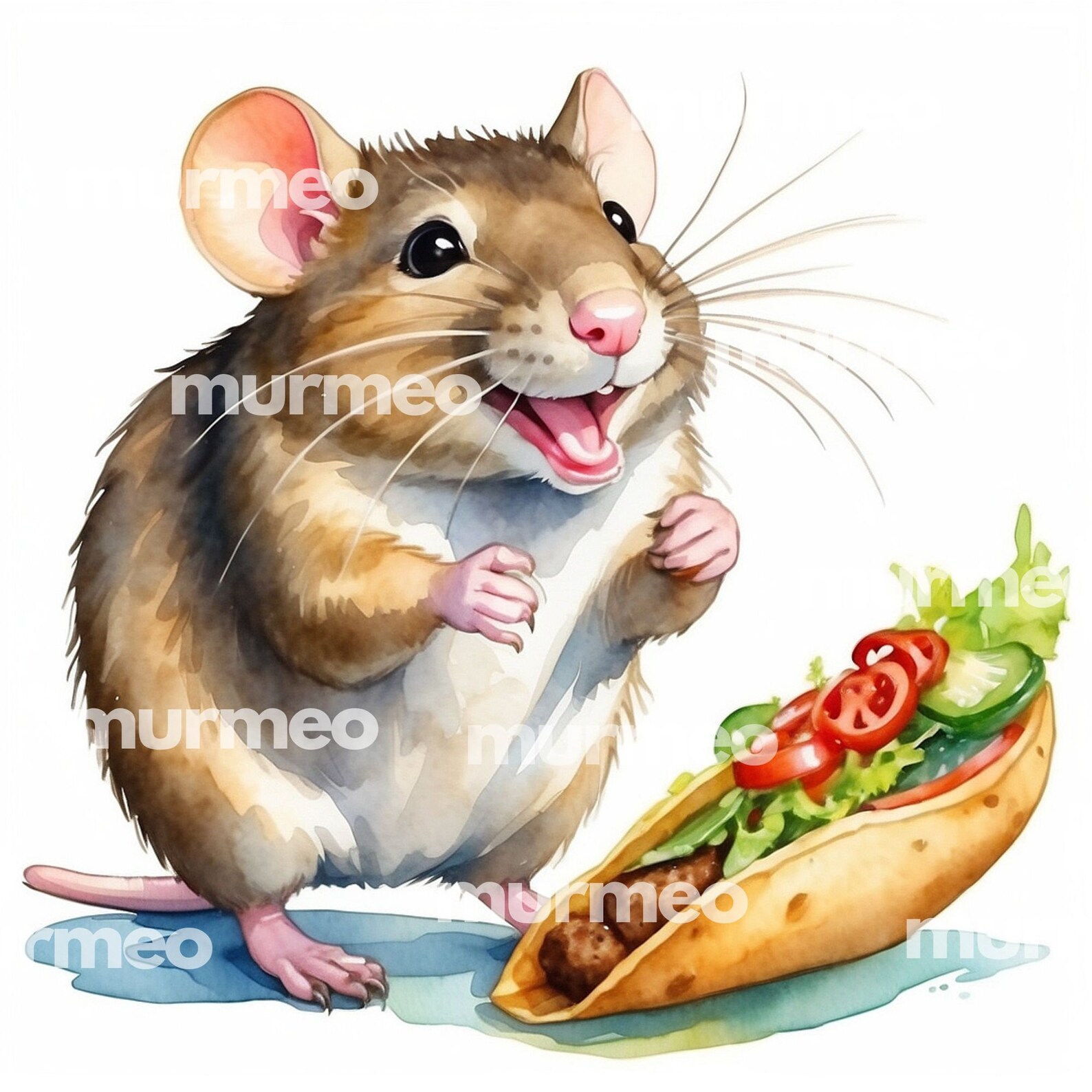 Rat Eating Food Clipart, Adorable Rat Clip Art Crafting, Scrapbooking ...
