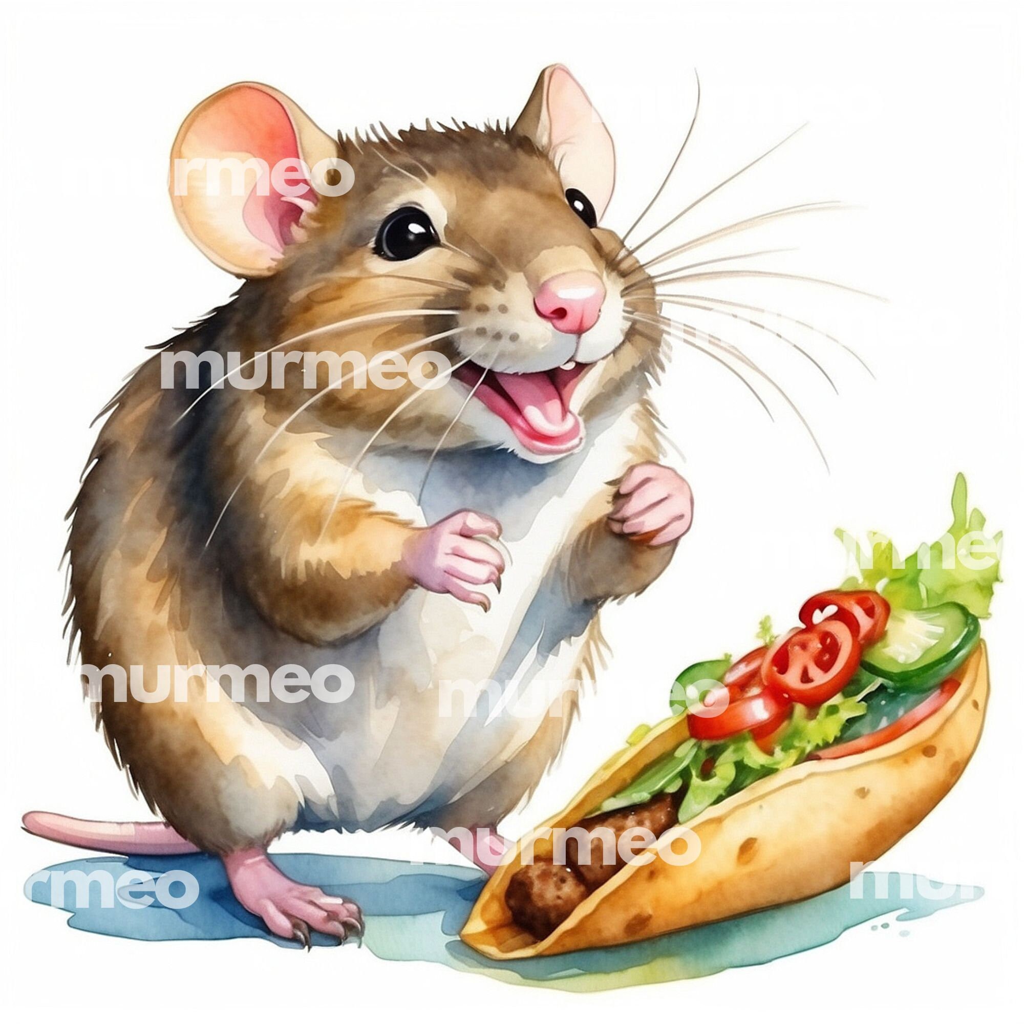 Rat Eating Food Clipart, Adorable Rat Clip Art Crafting, Scrapbooking ...