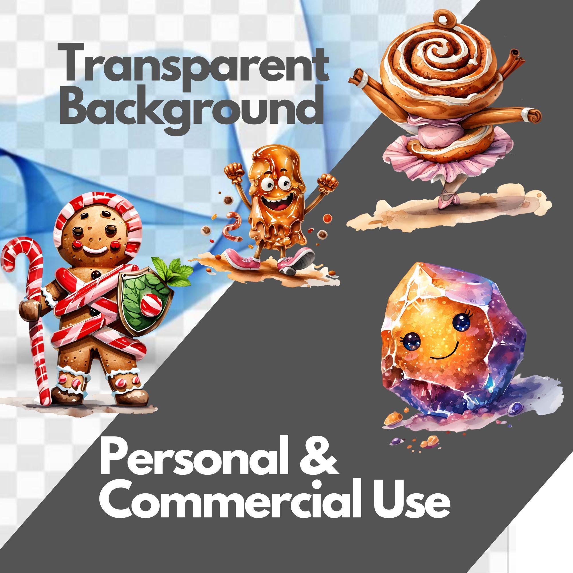 Funny Candy Characters PNG Bundle, Cute Caramel Chocolate Sweets ...