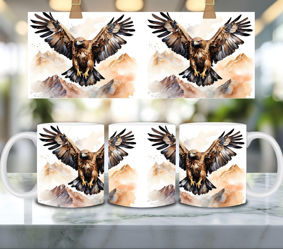 Majestic Golden Eagle Mug Wrap PNG, Wildlife Art PNG, High-quality Mugs ...