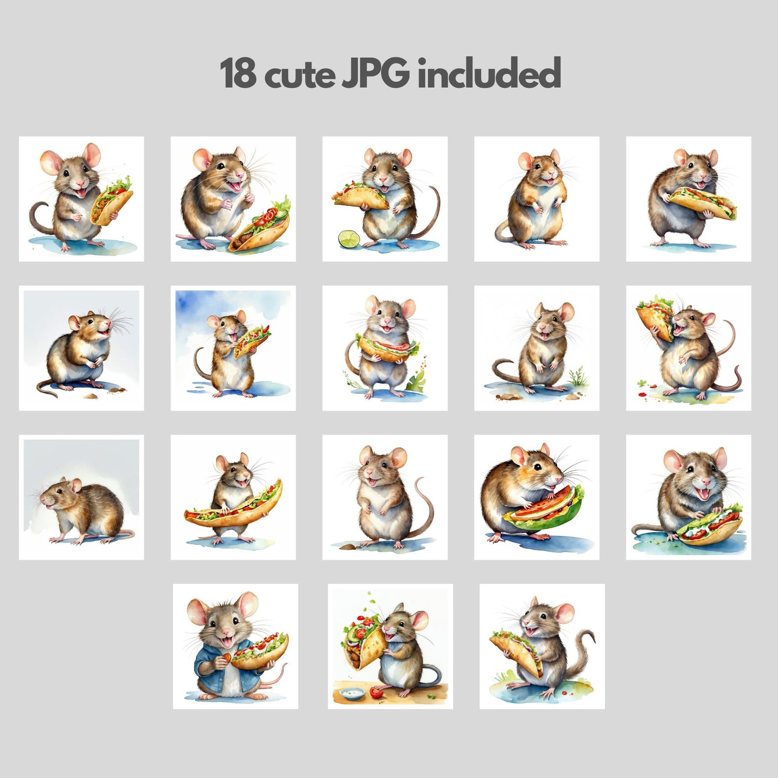 Rat Eating Food Clipart, Adorable Rat Clip Art Crafting, Scrapbooking ...