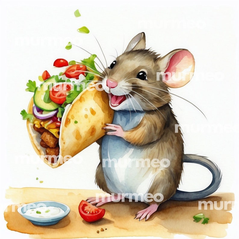 Rat Eating Food Clipart, Adorable Rat Clip Art Crafting, Scrapbooking ...