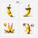 Funny Banana PNG Set, 15 Transparent Banana Emotions Clipart, Banana ...