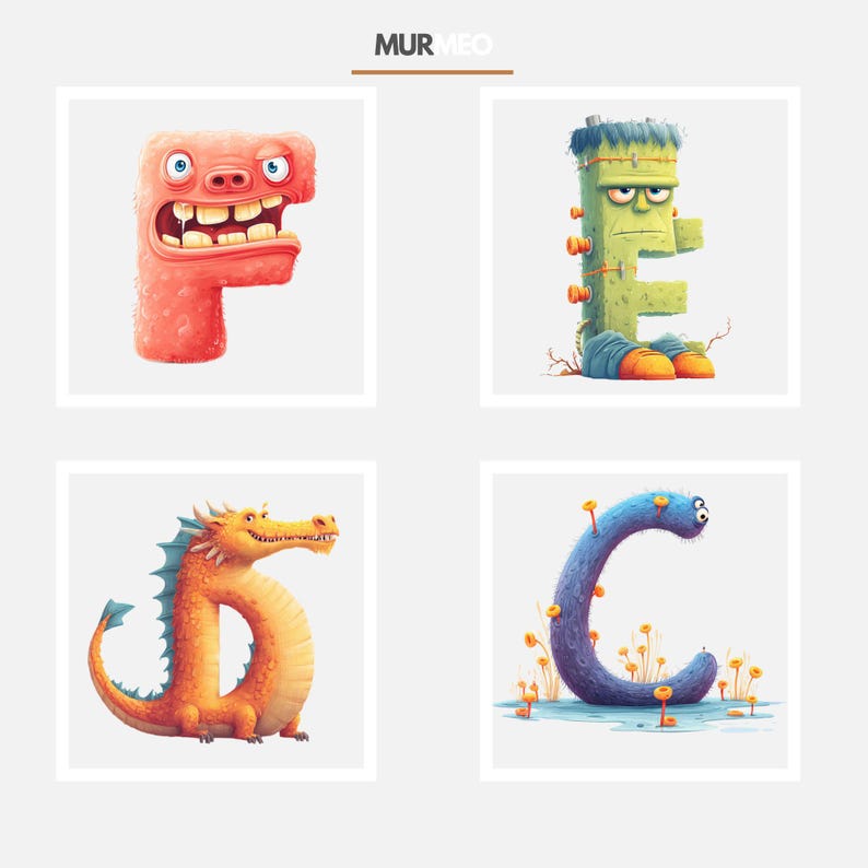 Monster Alphabet Clipart Set Letters PNG, Cute Cartoon Monster ABC ...