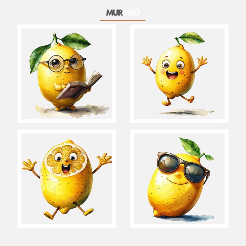 Lemon Emotes Clipart Set, 15 PNG Images With Transparent Background ...
