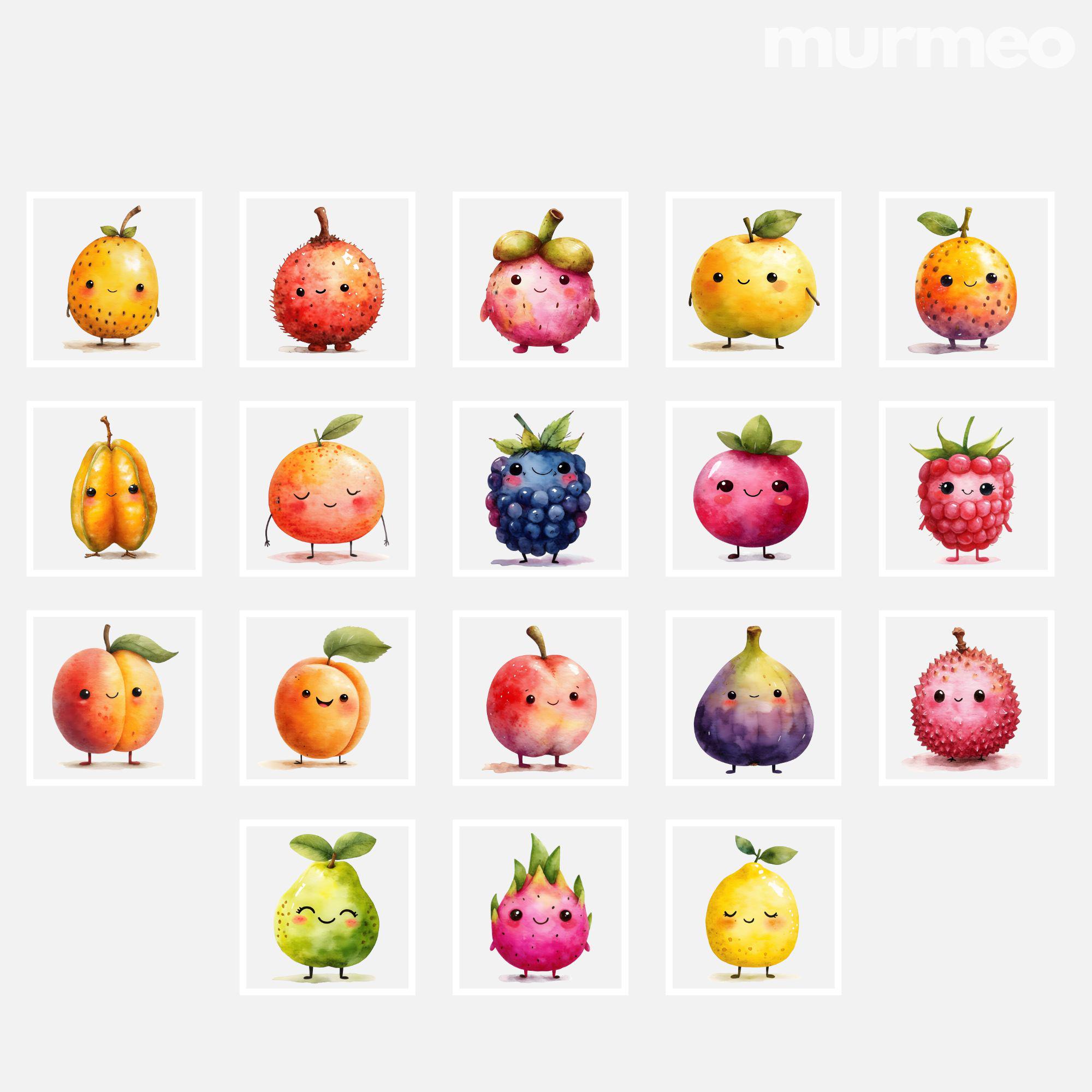 Cute Fruits Clipart Set, Kawaii Fruit, Cute Food Clipart, Pastel Fruit ...