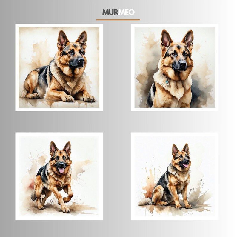 25 German Shepherd Clipart Set, Watercolor Alsatian Dog, Canine ...