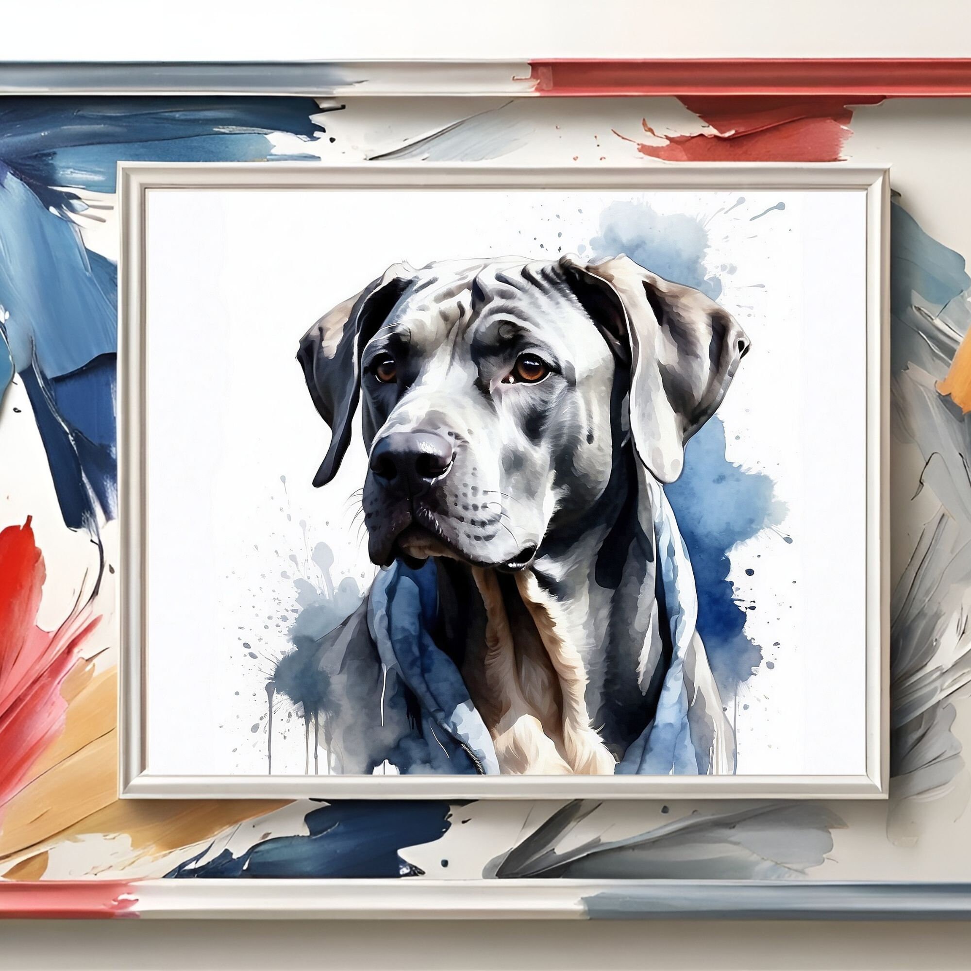 Great Dane Watercolor Clipart Set, 22 High-quality JPG Images ...