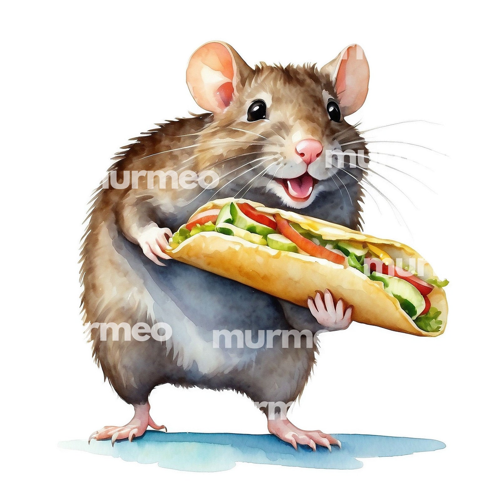 Rat Eating Food Clipart, Adorable Rat Clip Art Crafting, Scrapbooking ...