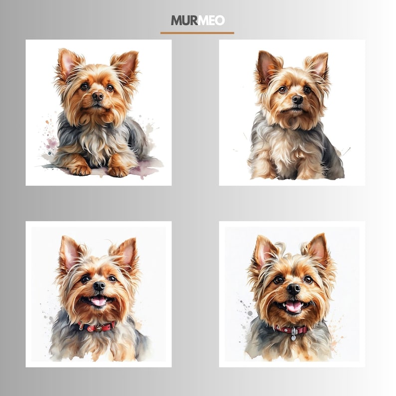 24 Yorkshire Terrier Clipart Set | Watercolor Yorkshire Terrier ...