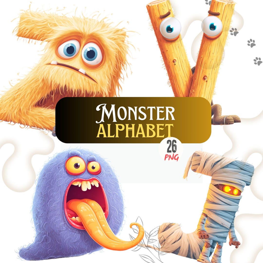 Monster Alphabet Clipart Set Letters PNG, Cute Cartoon Monster ABC ...