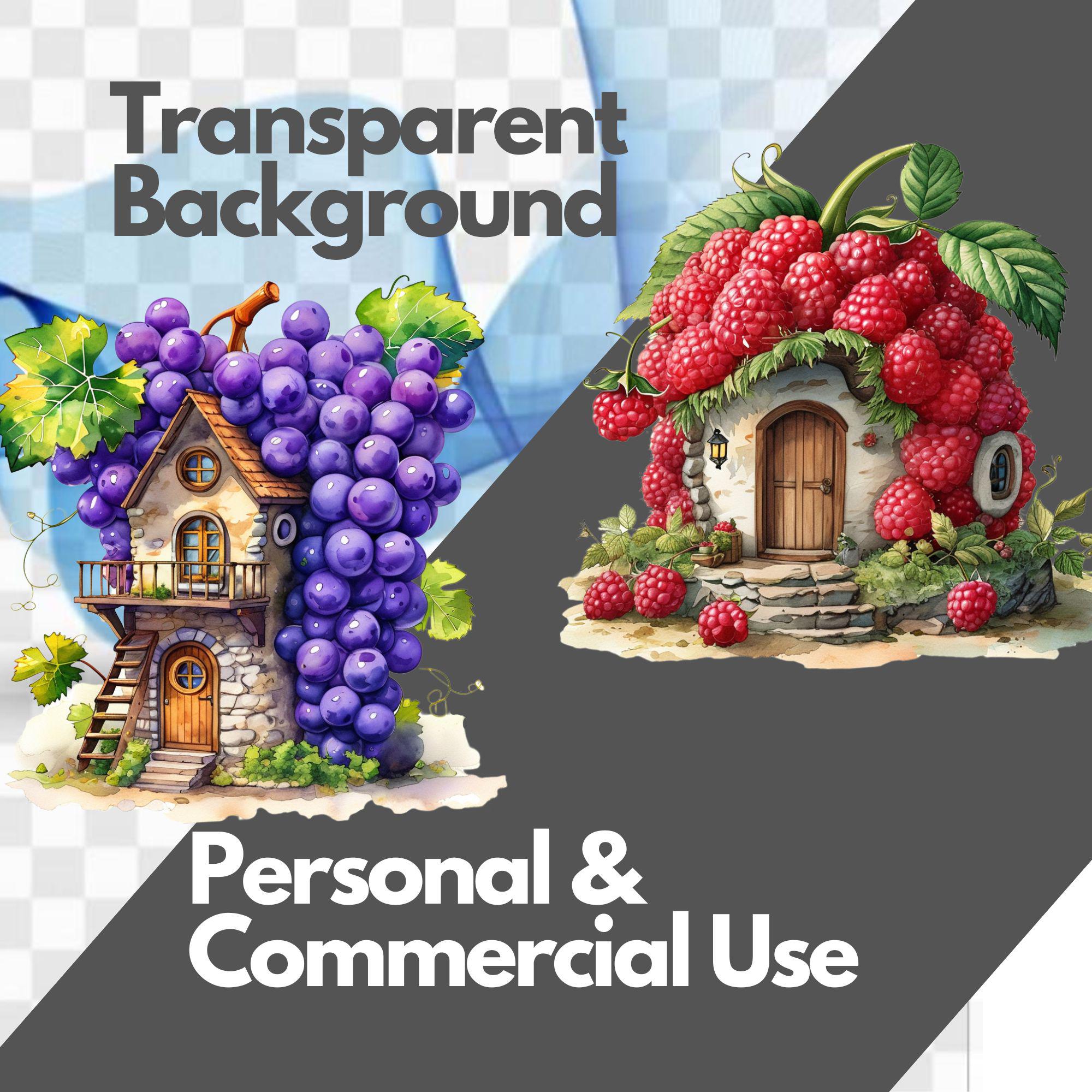 Fruit Houses Clipart PNG, 18 Cute Fairy Tale Fruit Cottage ...