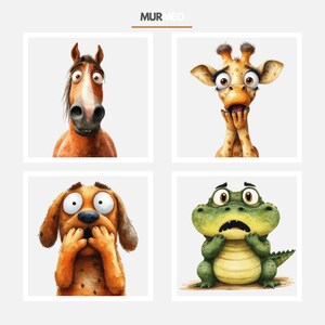 Scared Animals PNG Clipart Set, 16 Funny Animal Illustrations, Cute ...
