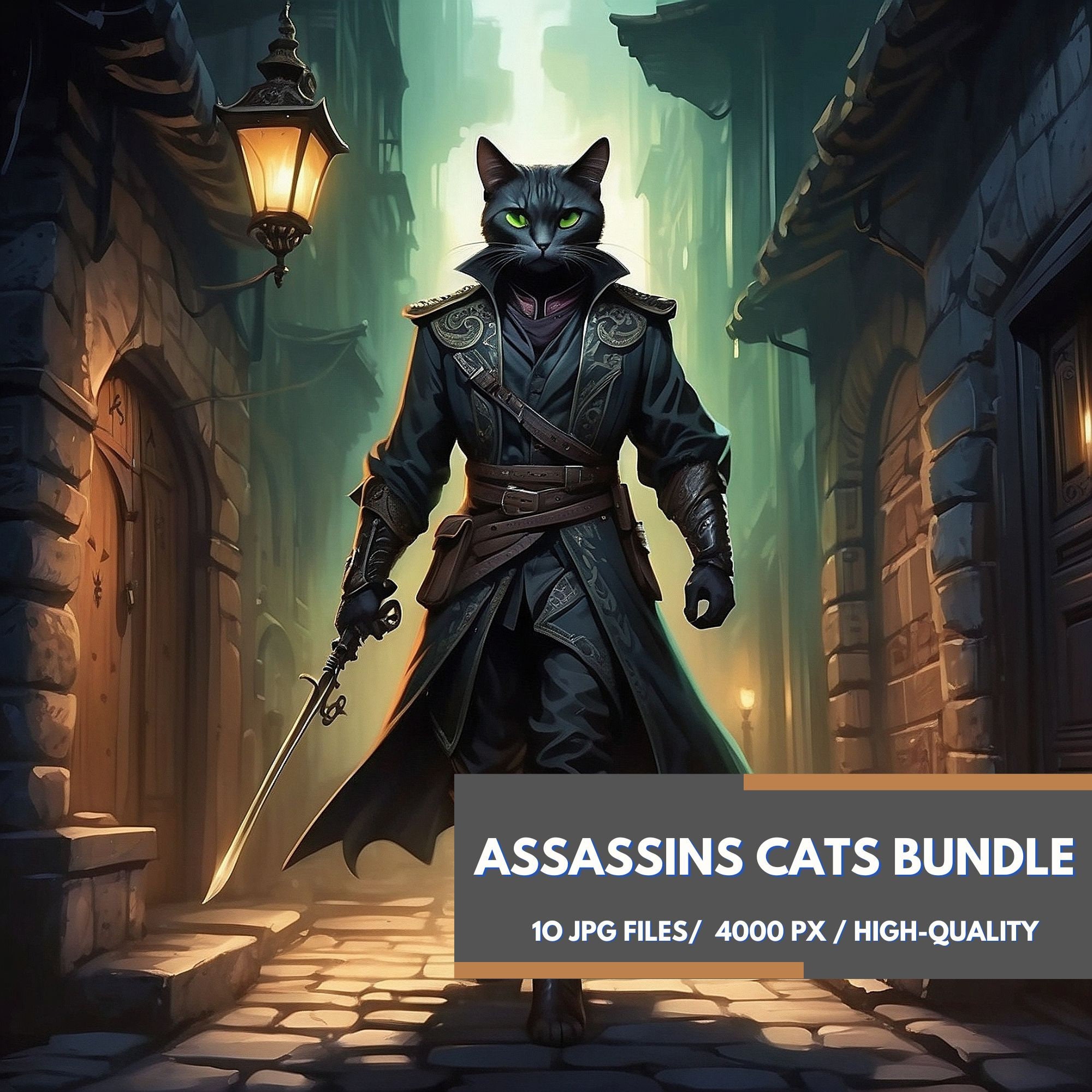 Assassins Cats Clipart Bundle High-quality JPG, Cat Embroidery Animal ...
