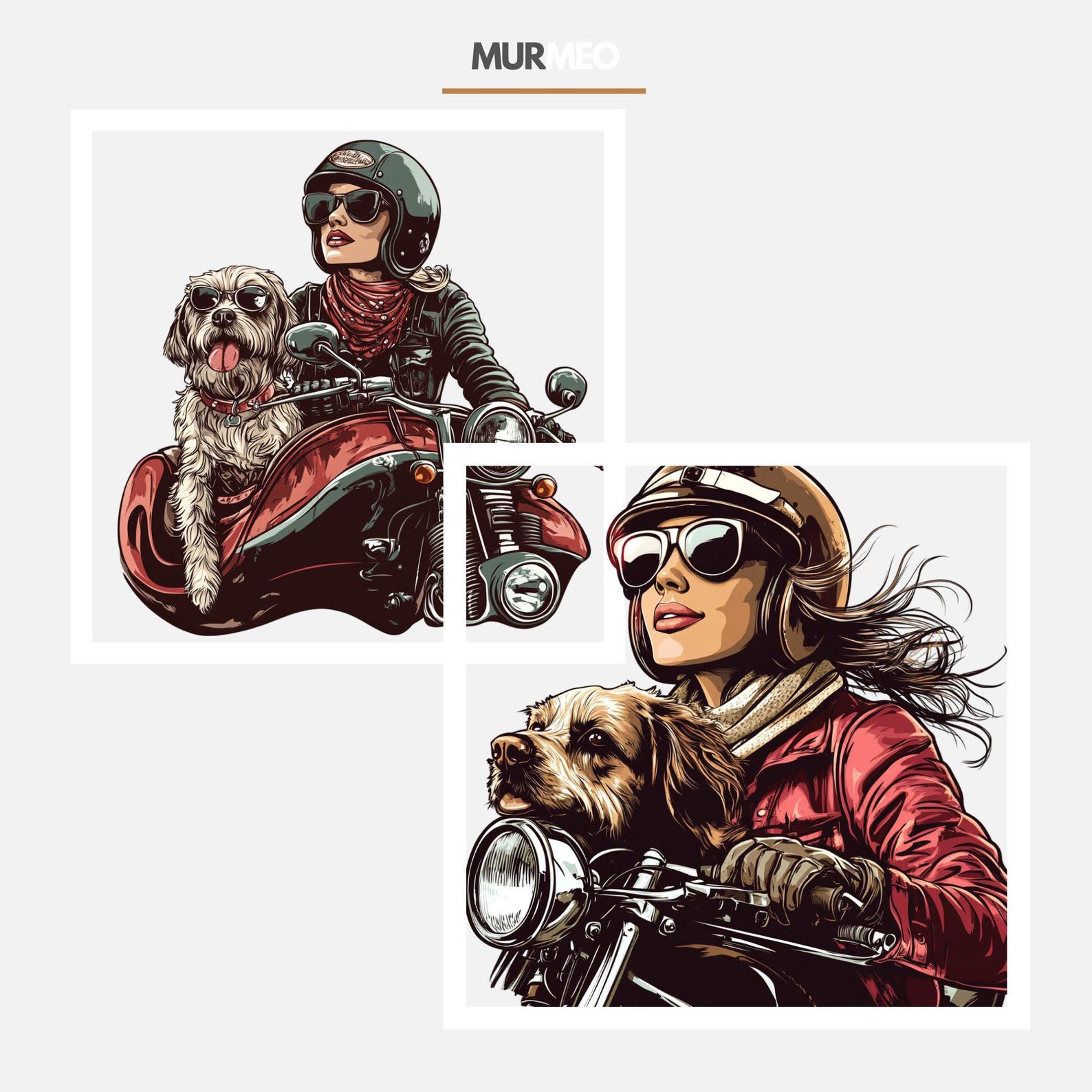 Lady Biker Clipart Bundle With Dogs PNG | 18 Cool Motorcycle Woman ...