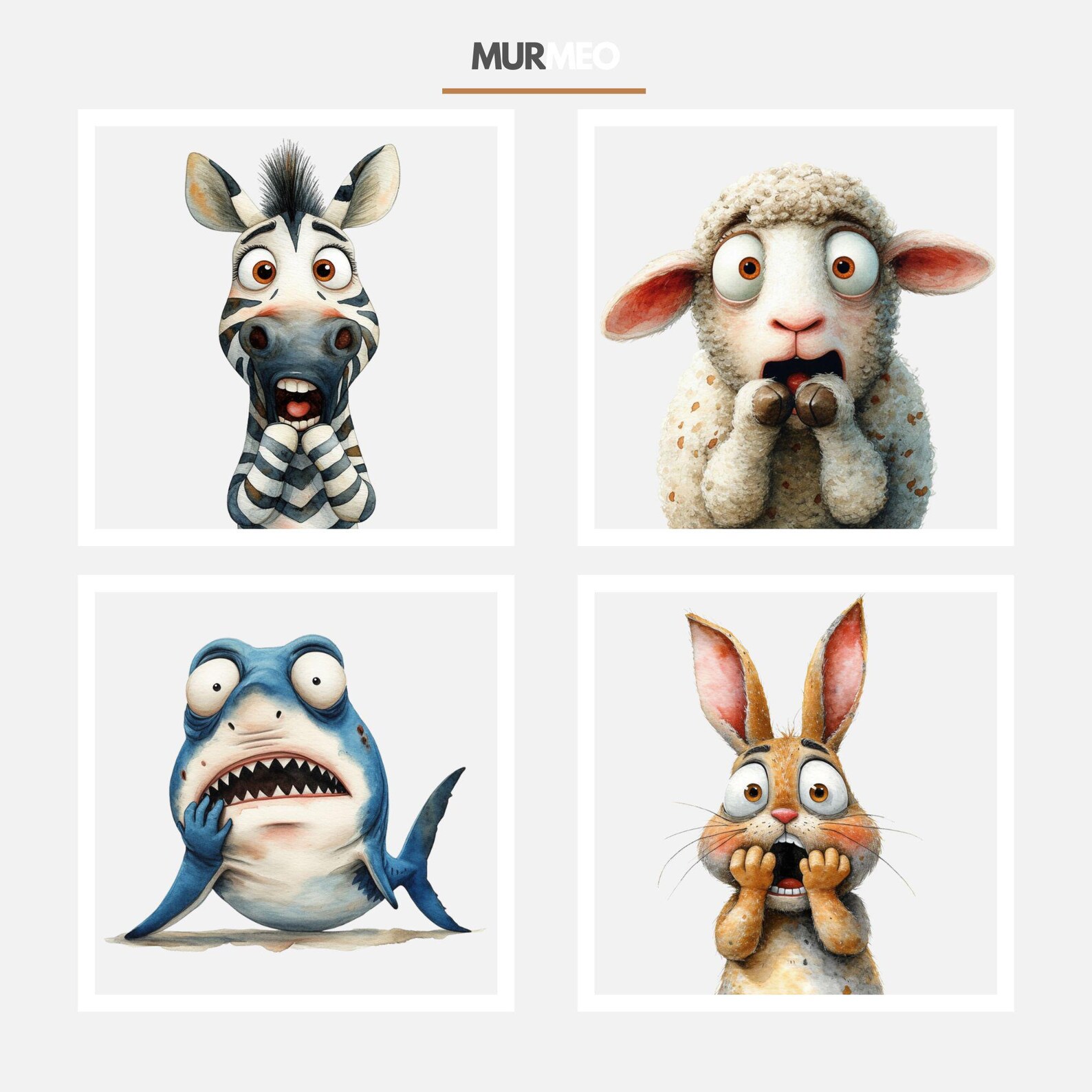 Scared Animals PNG Clipart Set, 16 Funny Animal Illustrations, Cute ...