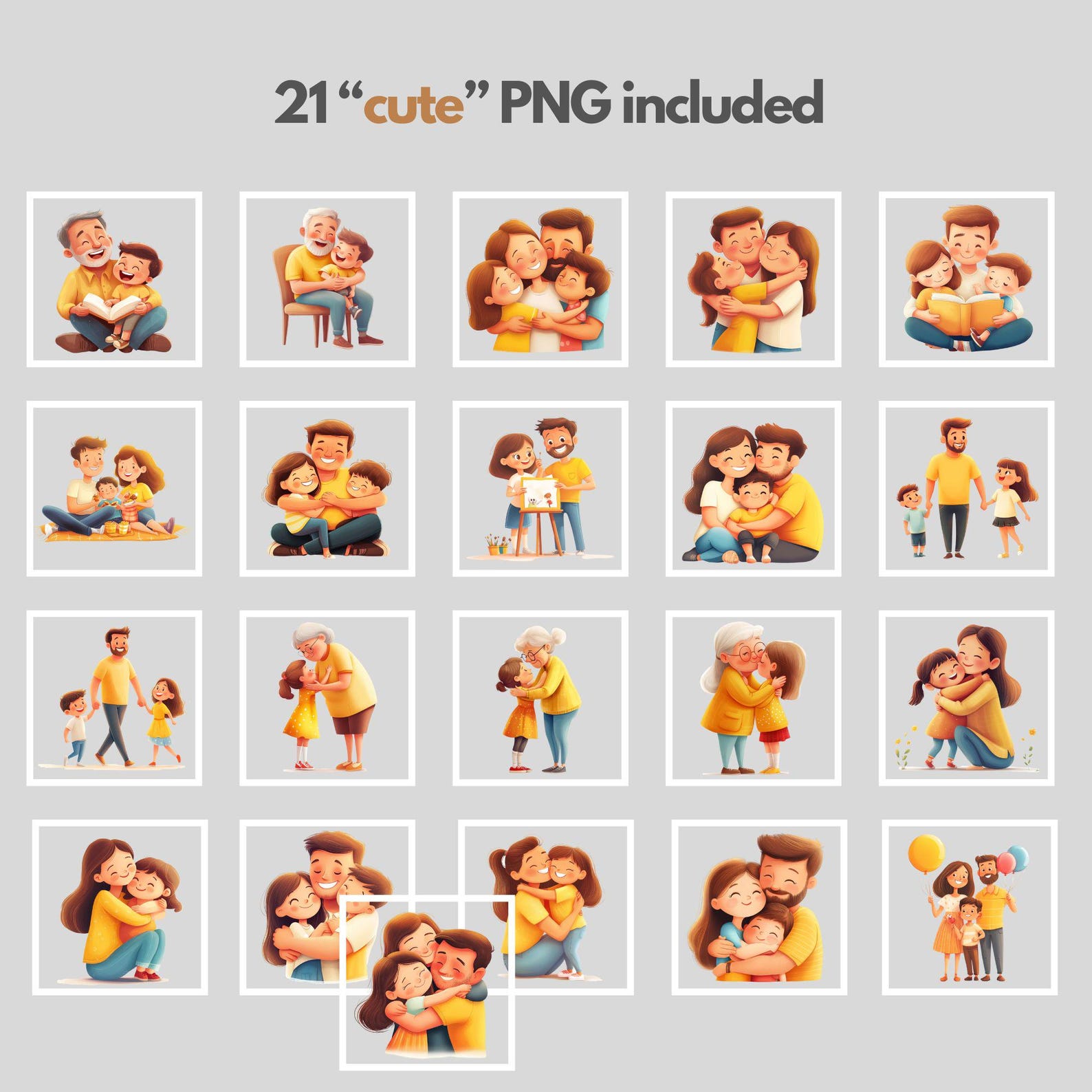 Happy Family Clipart Bundle PNG 300DPI, Cute Cartoon Family Clip Art ...