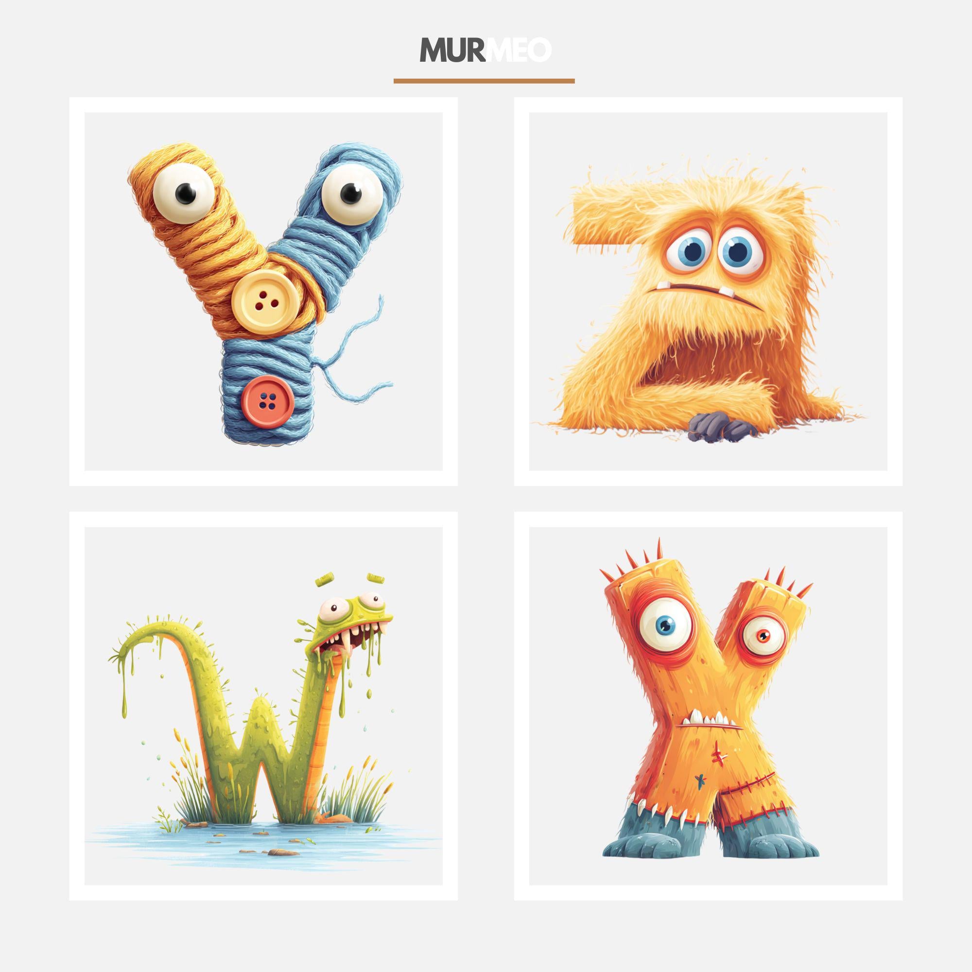 Monster Alphabet Clipart Set Letters PNG, Cute Cartoon Monster ABC ...