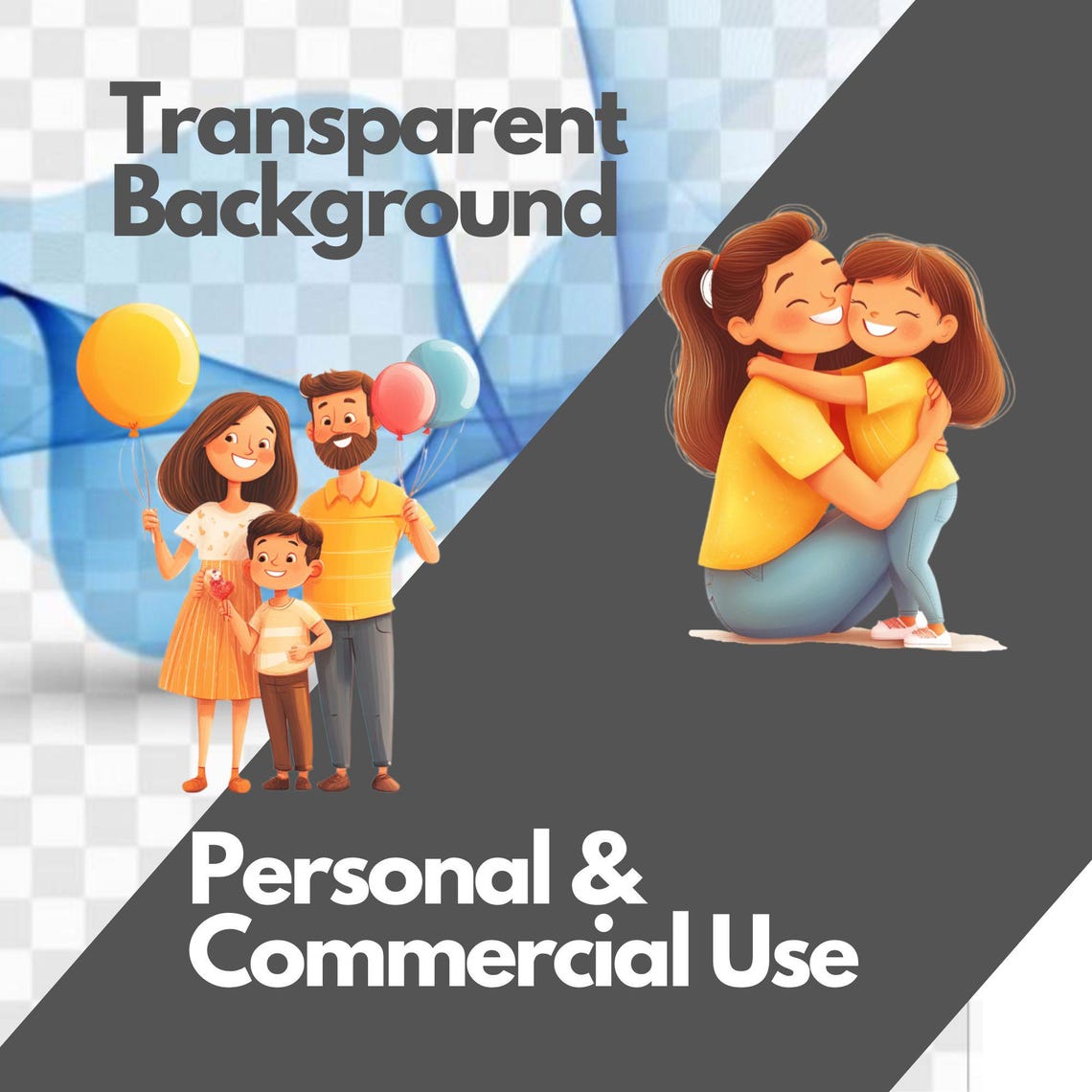 Happy Family Clipart Bundle PNG 300DPI, Cute Cartoon Family Clip Art ...