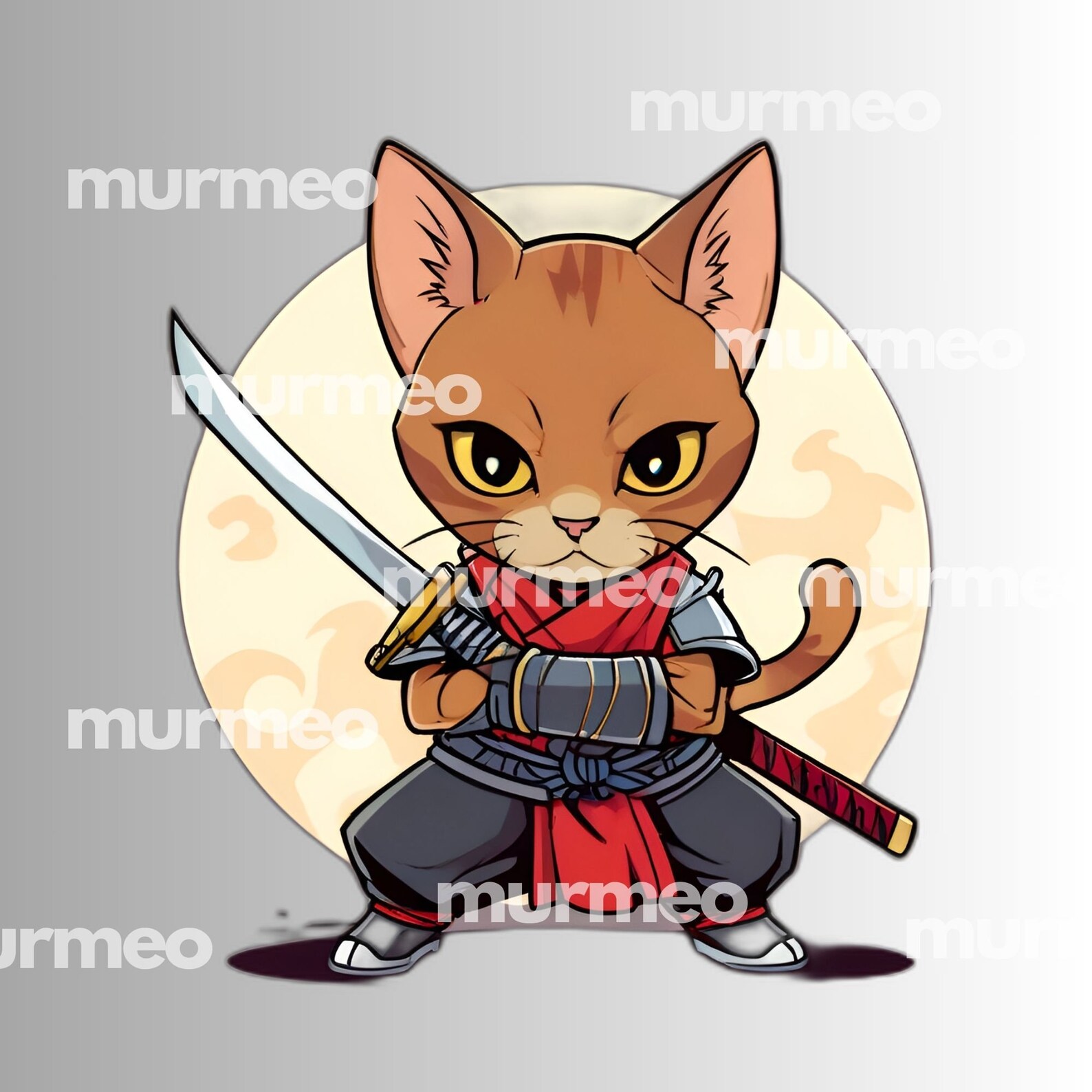 Abyssinian Samurai Clipart, 12 Transparent PNG, Unique Samurai Kitten ...