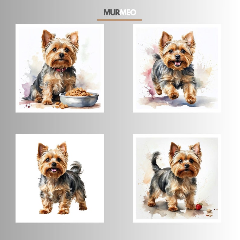 24 Yorkshire Terrier Clipart Set | Watercolor Yorkshire Terrier ...